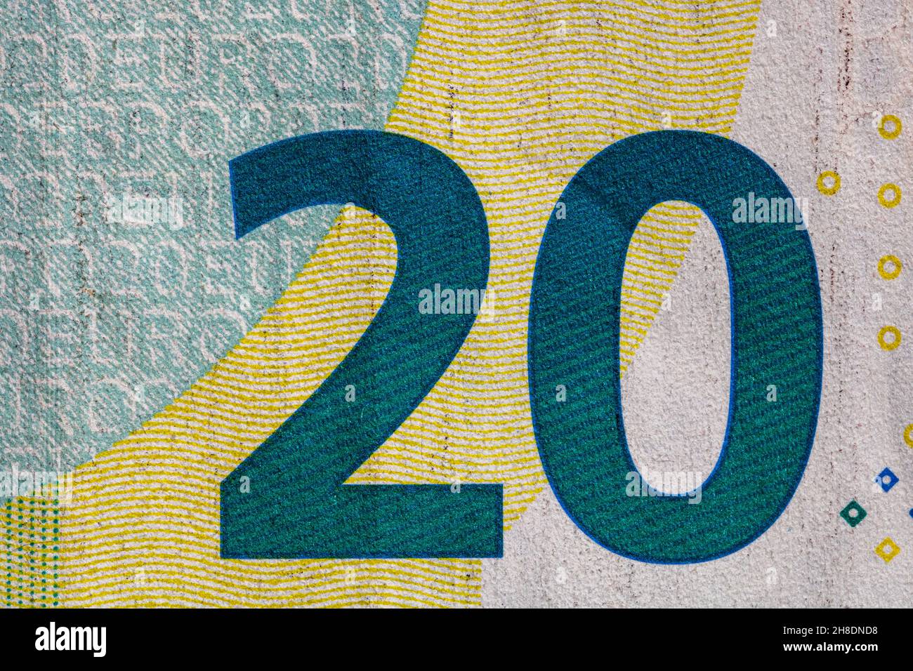 Selective focus on detail of euro banknotes. Close up macro detail of ...