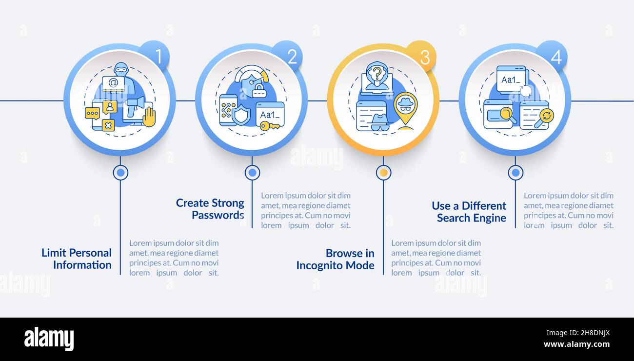 Privacy protection online tips vector infographic template Stock Vector ...