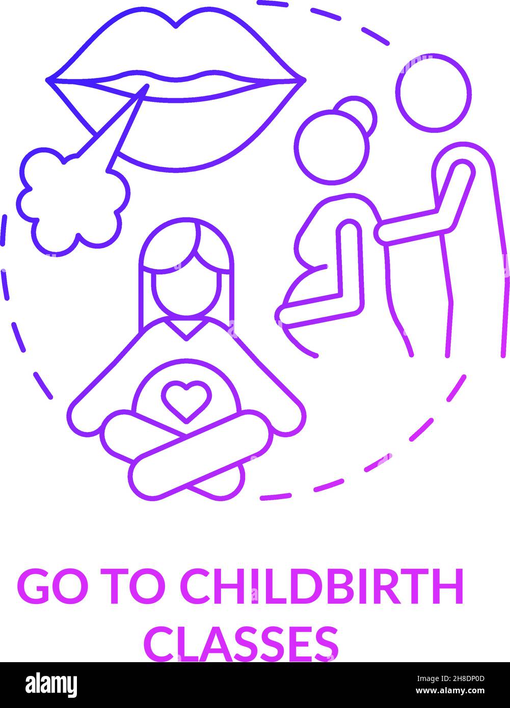 Go to childbirth classes purple gradient concept icon Stock Vector ...