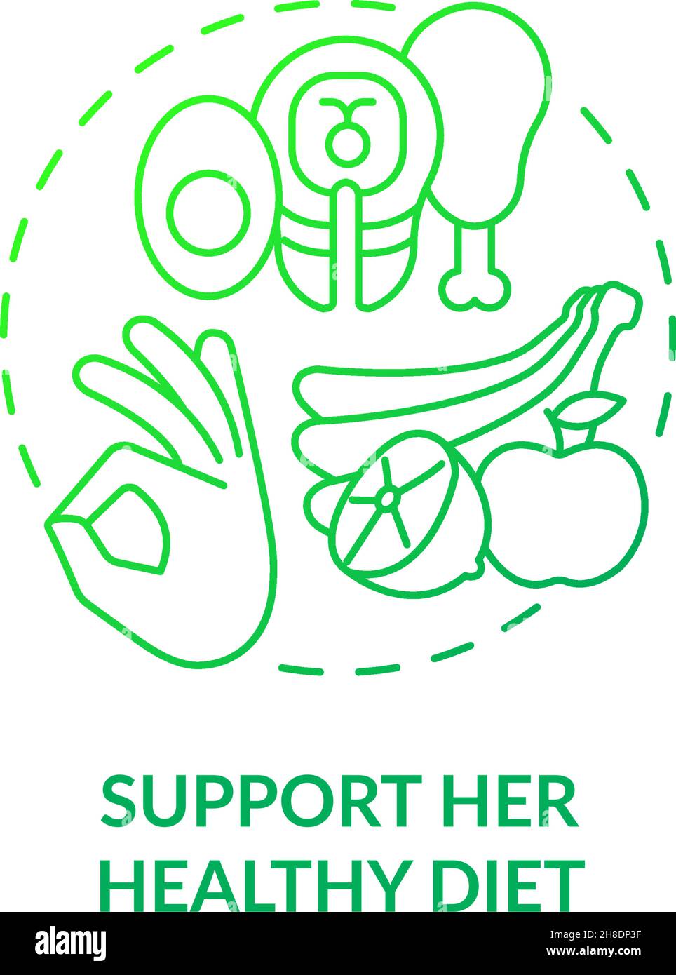 Support her healthy diet green gradient concept icon Stock Vector Image ...