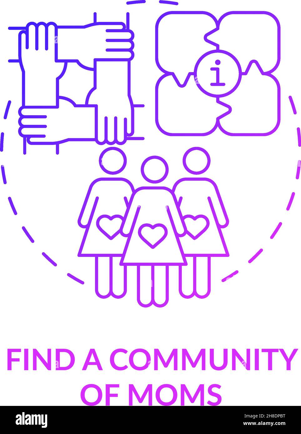 Find community of moms purple gradient concept icon Stock Vector Image ...