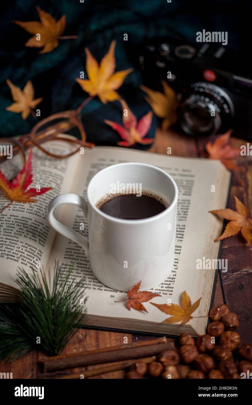 Coffee on book hi-res stock photography and images - Alamy