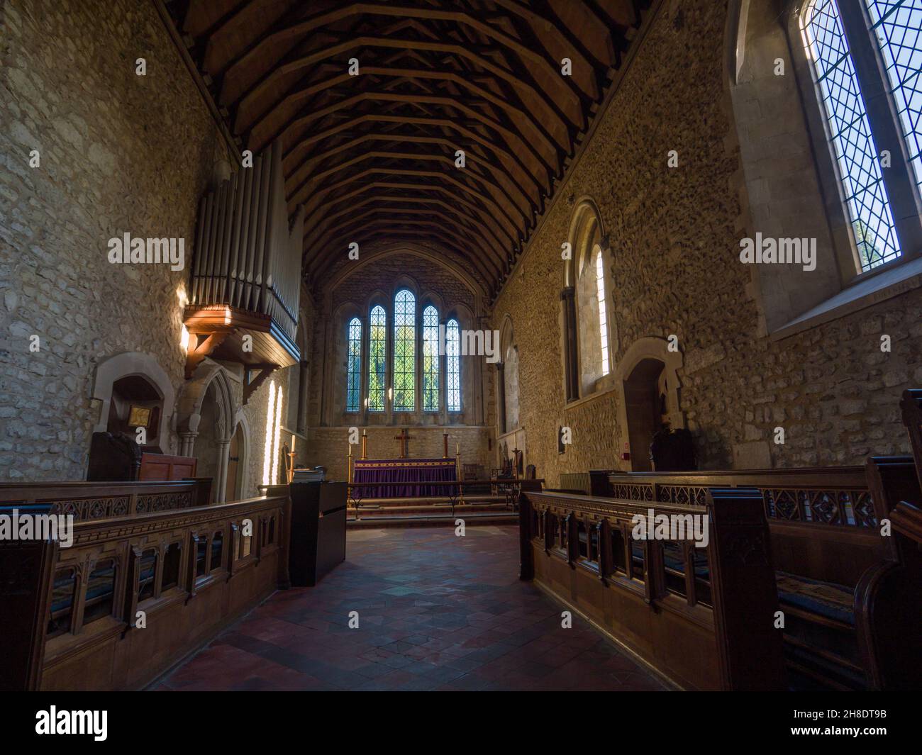The interior of Holy Trinity Church in the village of Bosham, West ...