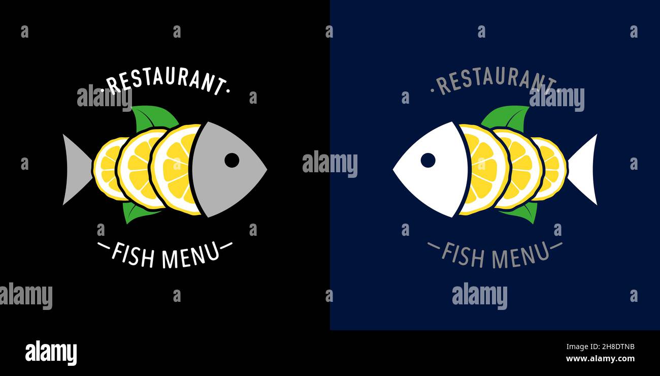 Cover fish menu, seafood. Fish label, logo, for a butcher's restaurant ...