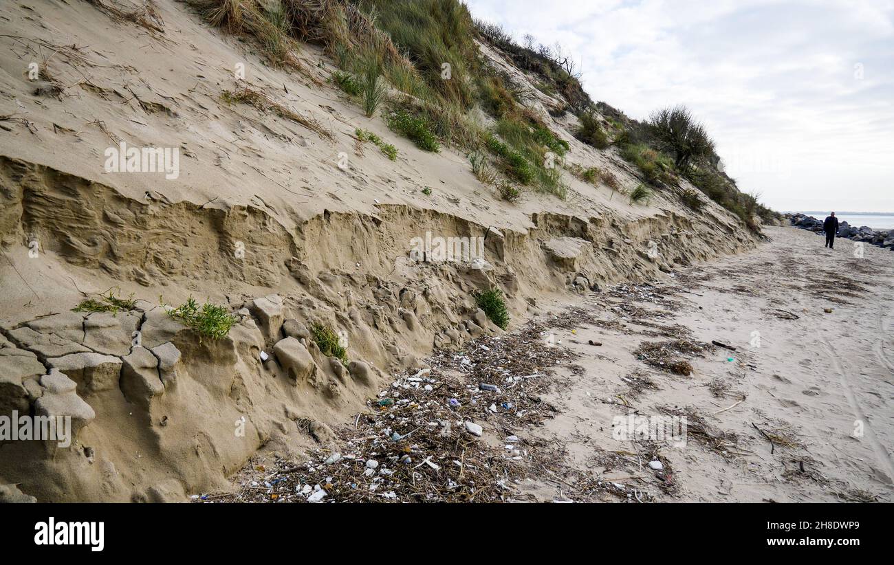 Collapsing sand dune, Authie Bay, Berck sur Mer, Pas de Calais ...