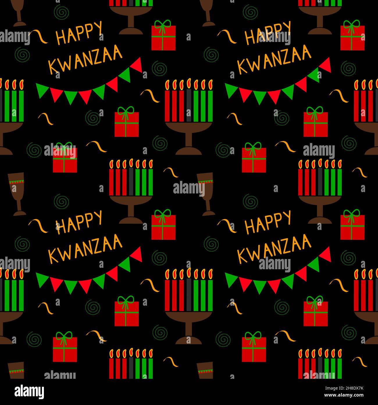 Happy Kwanzaa seamless pattern. wrapping paper, backgrounds for the ...