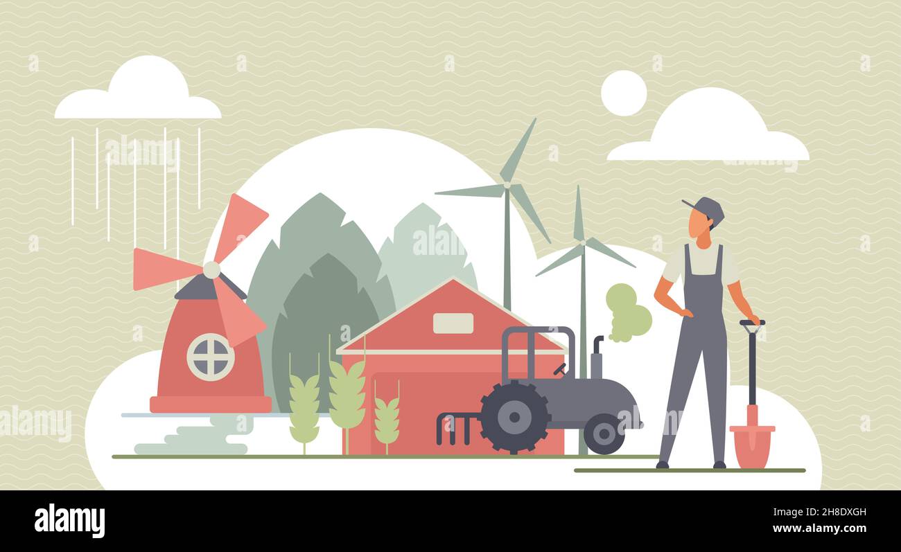 Farm work, agriculture technology vector illustration. Cartoon farmer ...
