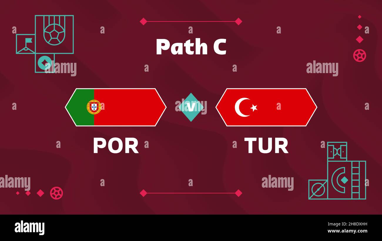 Portugal vs Turkey match. Playoff Football 2022 championship match ...