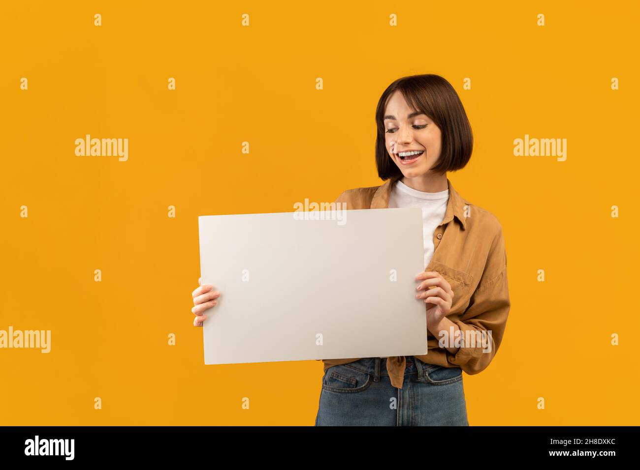 Woman board blank european hi-res stock photography and images - Alamy