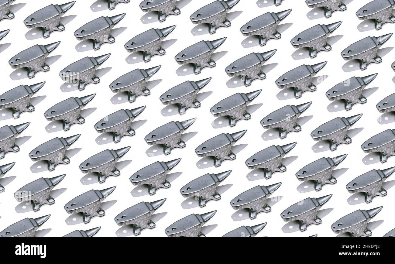 abstract background in flat lay style of anvils. 3d render Stock Photo ...