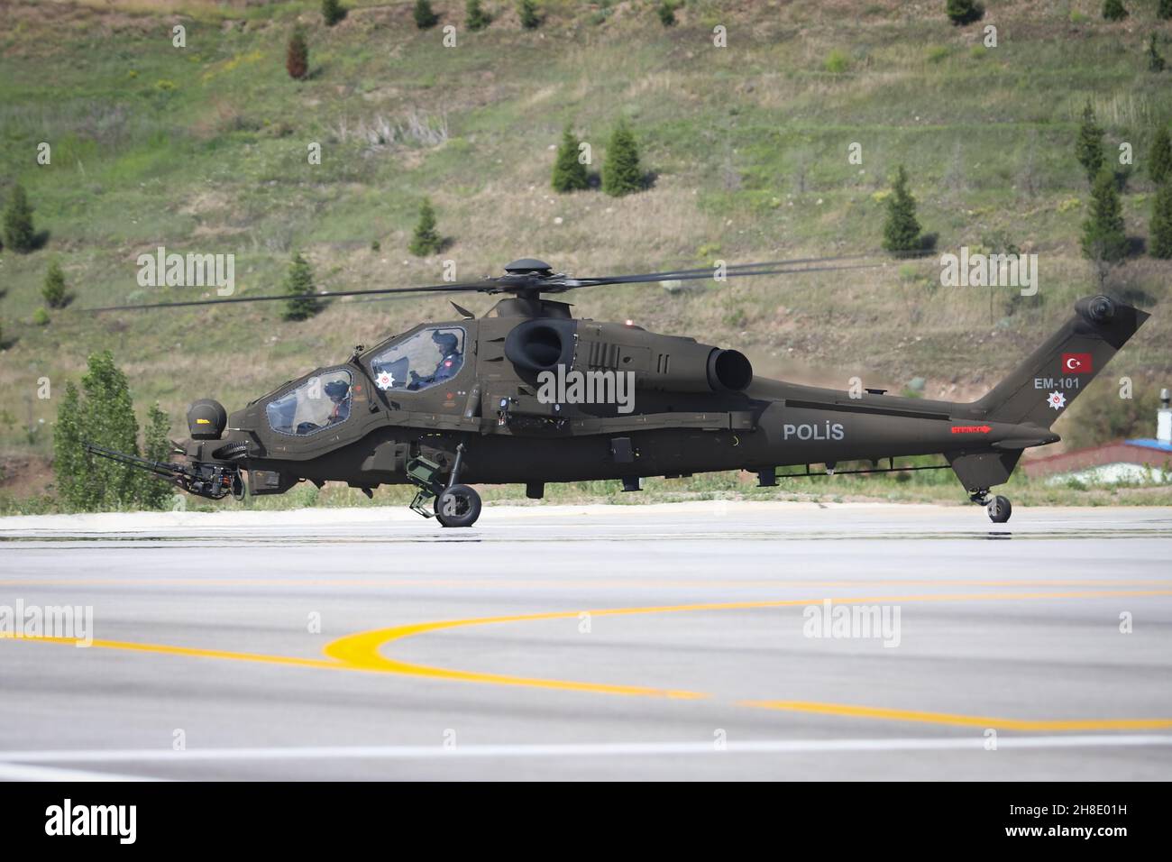 ANKARA, TURKEY - JUNE 26, 2021: Turkish Police Force Atak T-129 ...