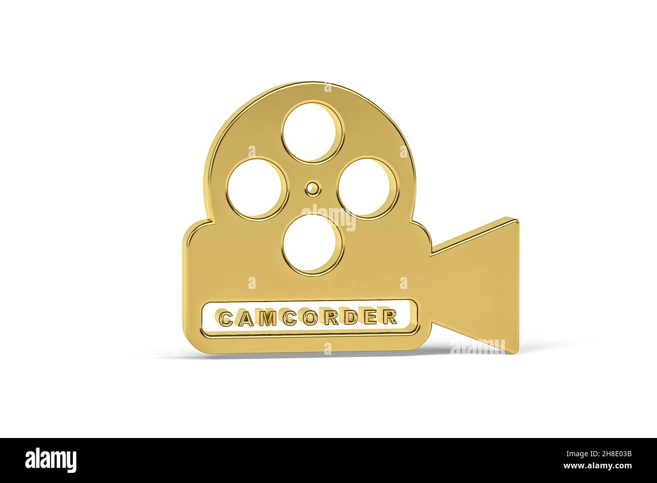 Golden 3d video camera icon isolated on white background - 3D render ...
