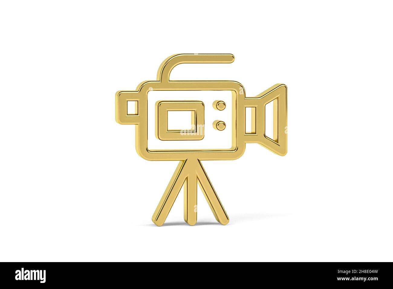 Golden 3d video camera icon isolated on white background - 3D render ...