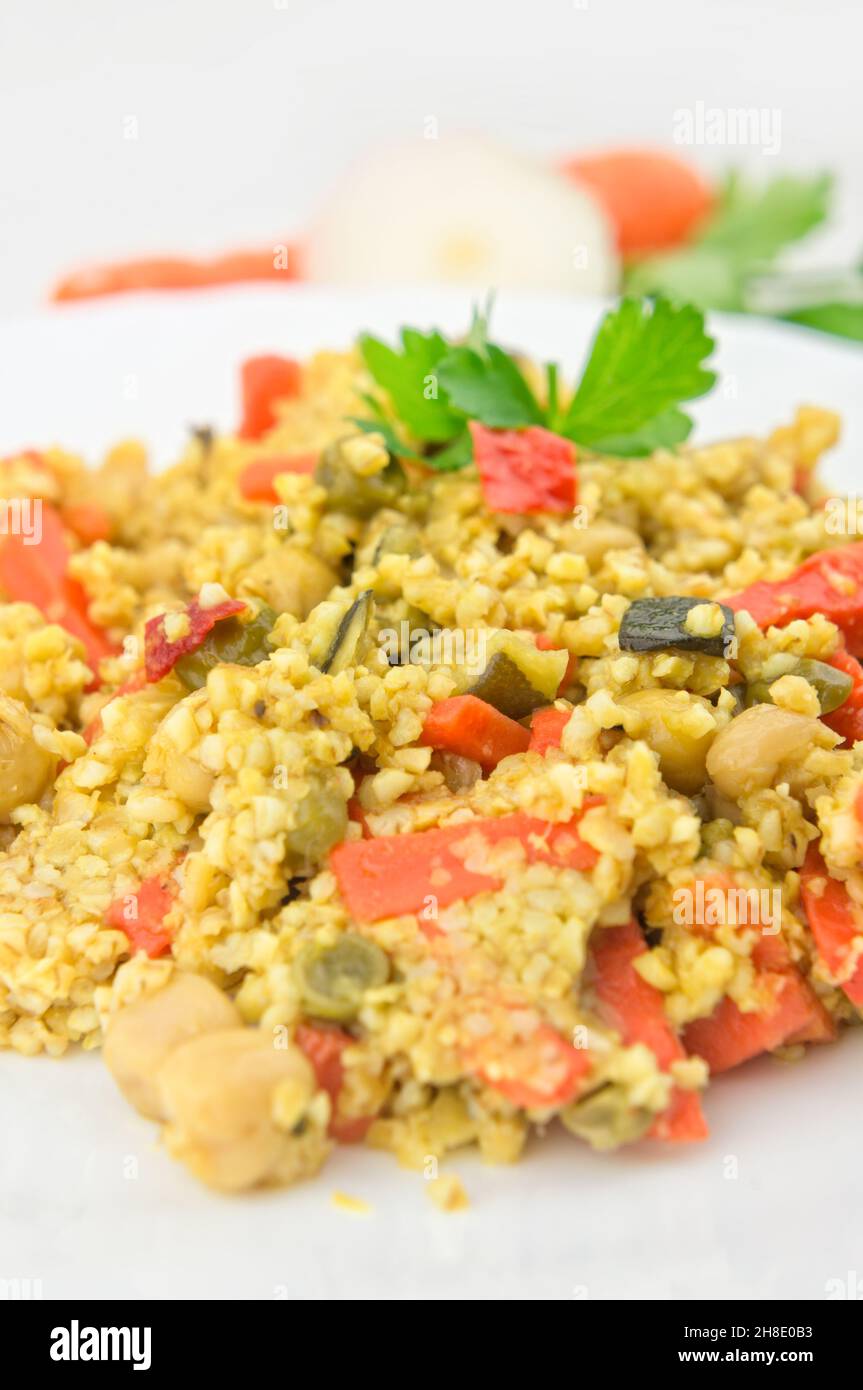 Vegetarian couscous closeup Stock Photo - Alamy
