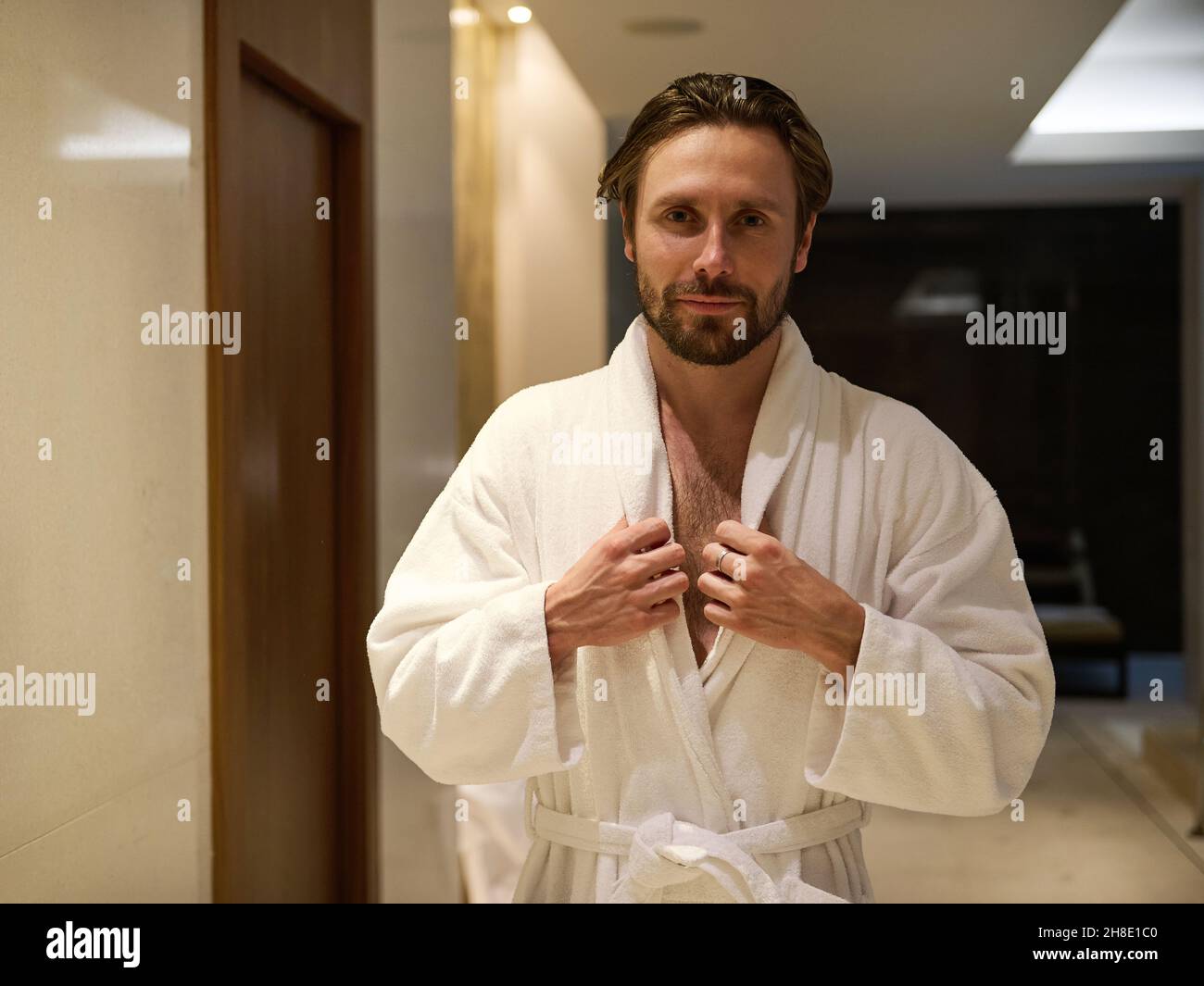 Attractive middle aged man, handsome macho with a charming look and a ...