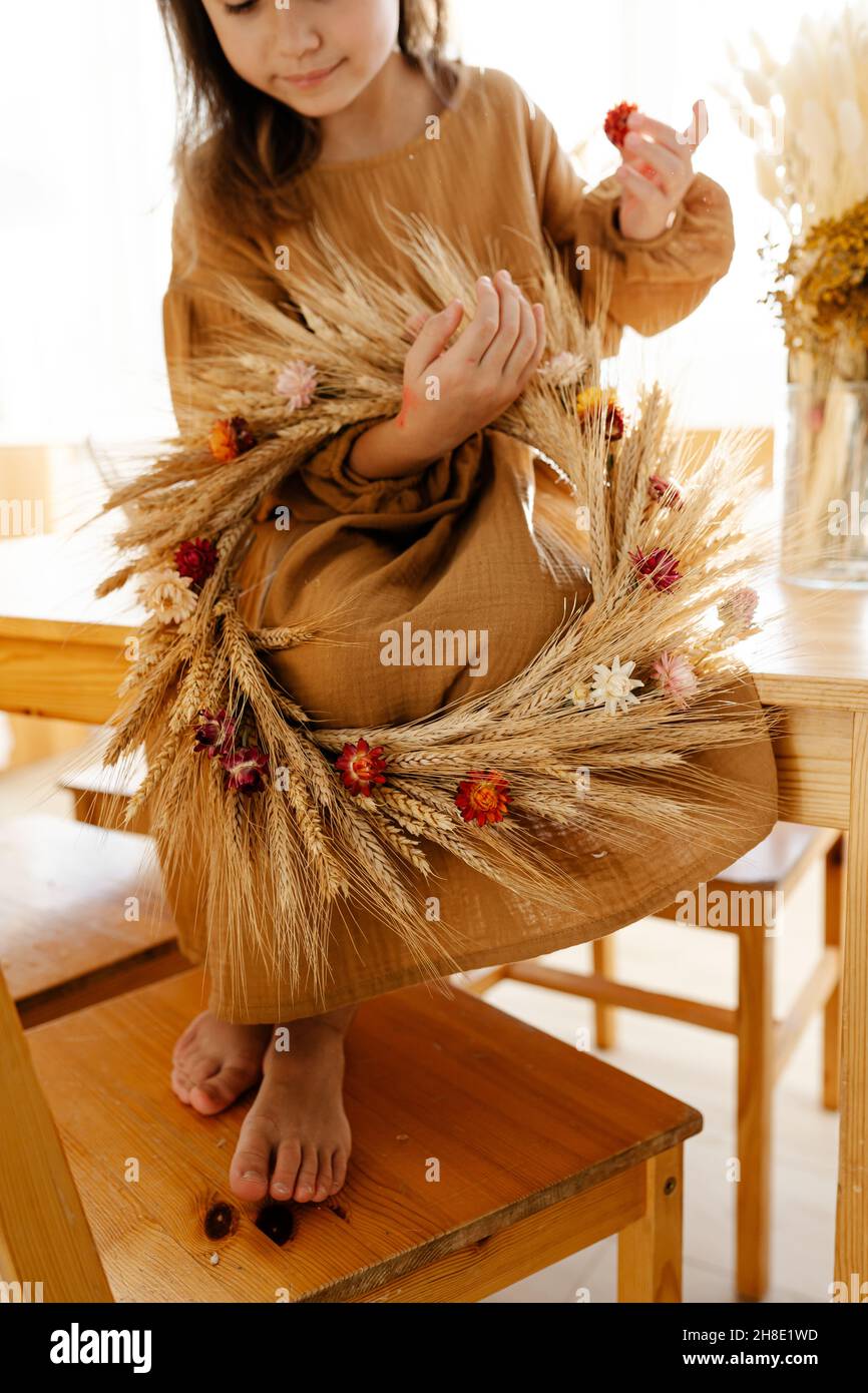 Autumn Front Door Wreath, harvest home decor Stock Photo - Alamy