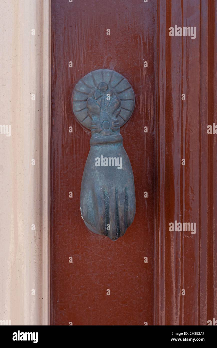 Greek front door. Architecture details on Symi island. Greece Stock ...