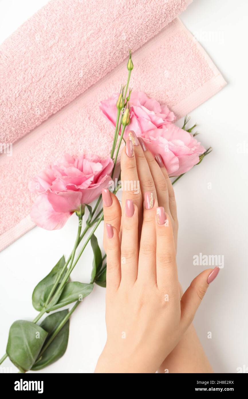 Concept of hand care on white background Stock Photo - Alamy