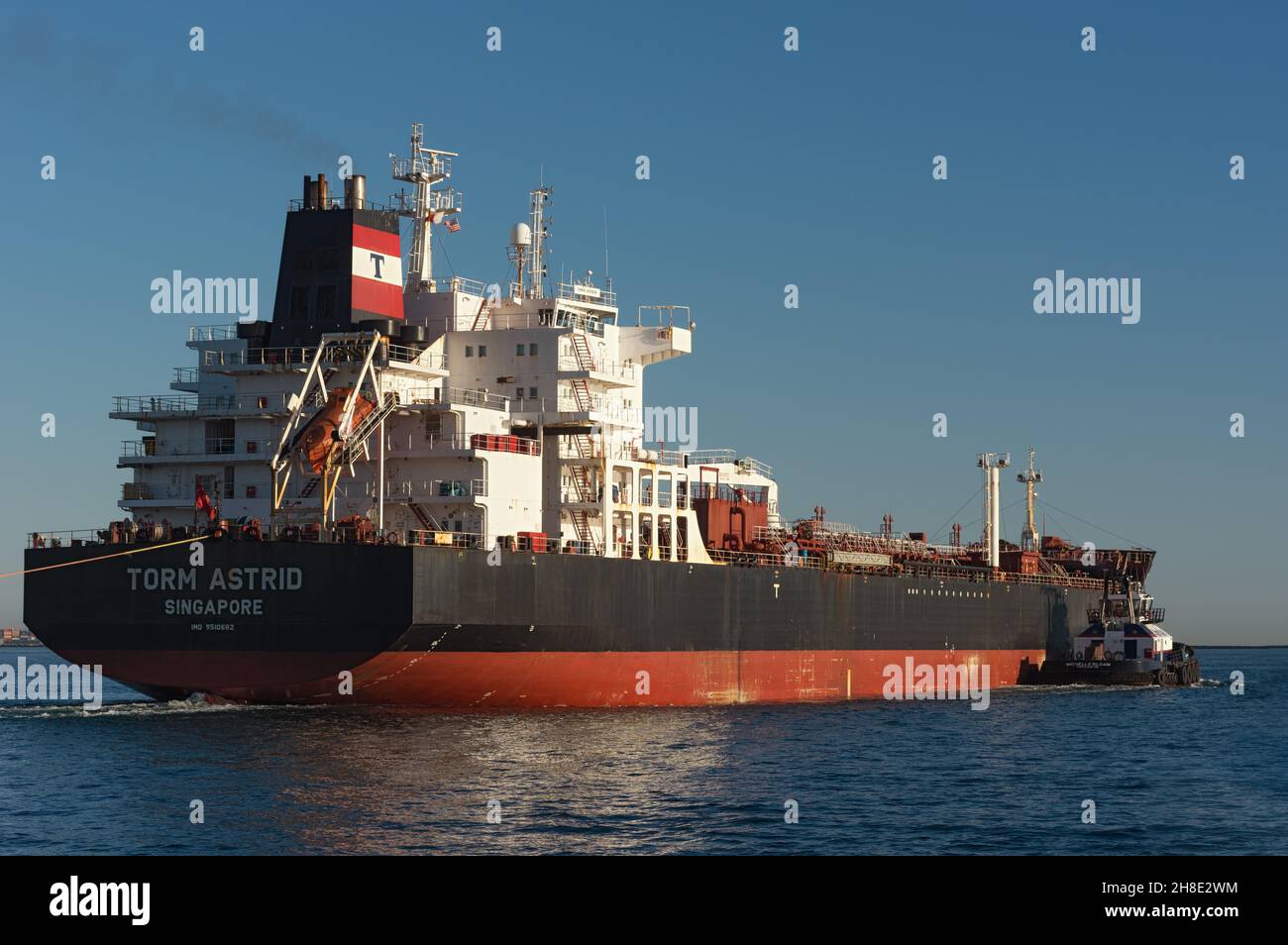 Oil and chemicals ship Torm Astrid shown departing the Port of Los ...