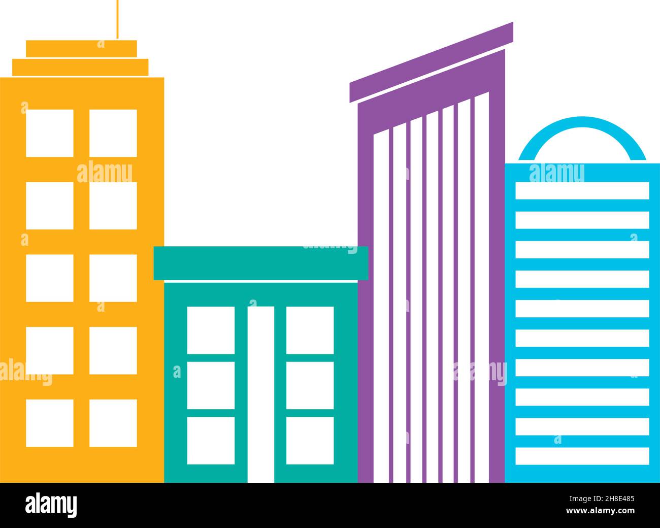 colorful city building icon on white background Stock Vector Image ...