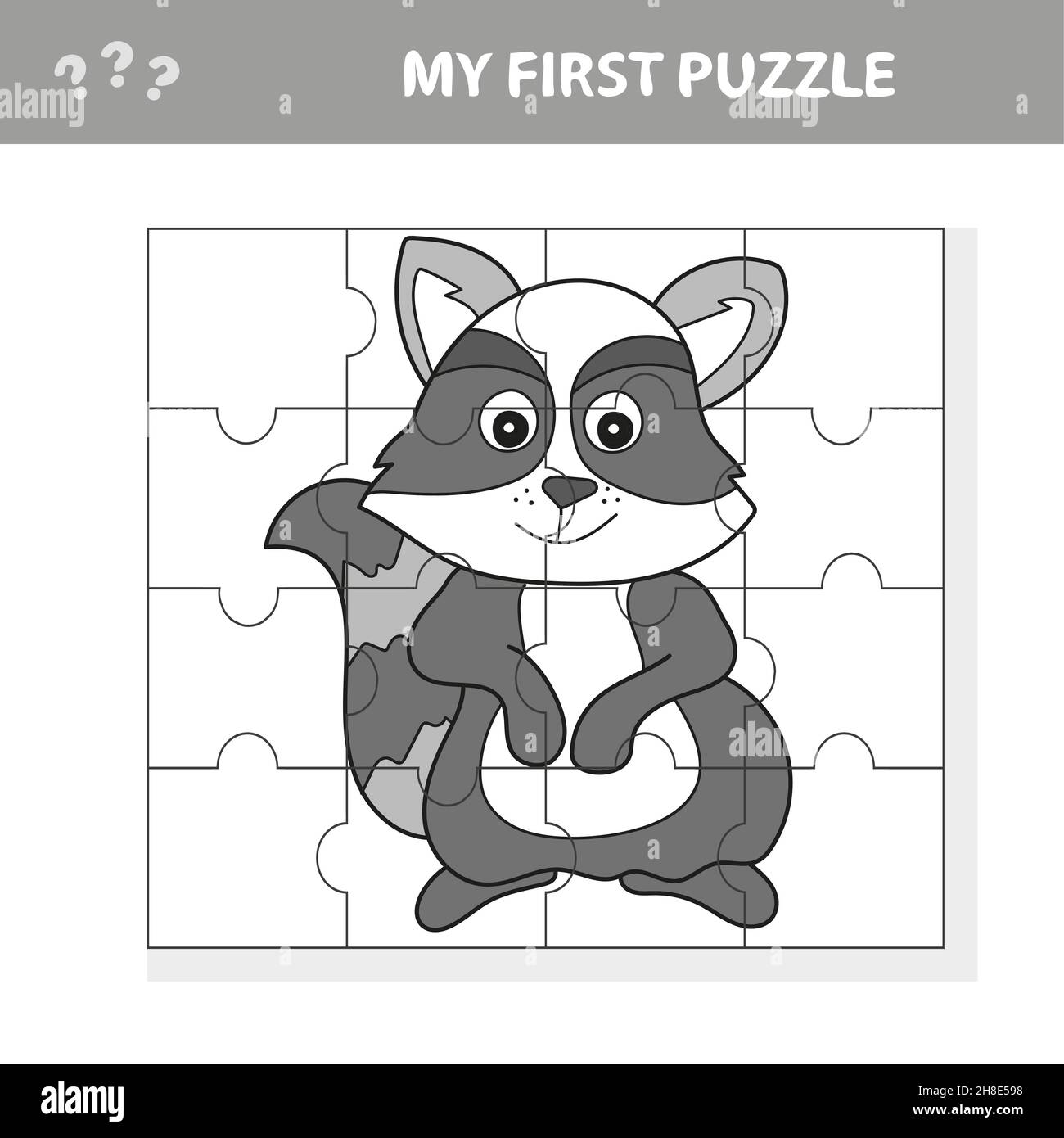 Cartoon Vector Illustration of Educational Jigsaw Puzzle Task for ...