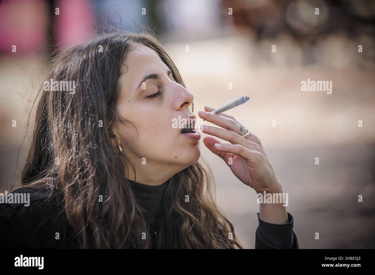 Don't use drugs! Closeup detail view of portrait of exhausted young ...