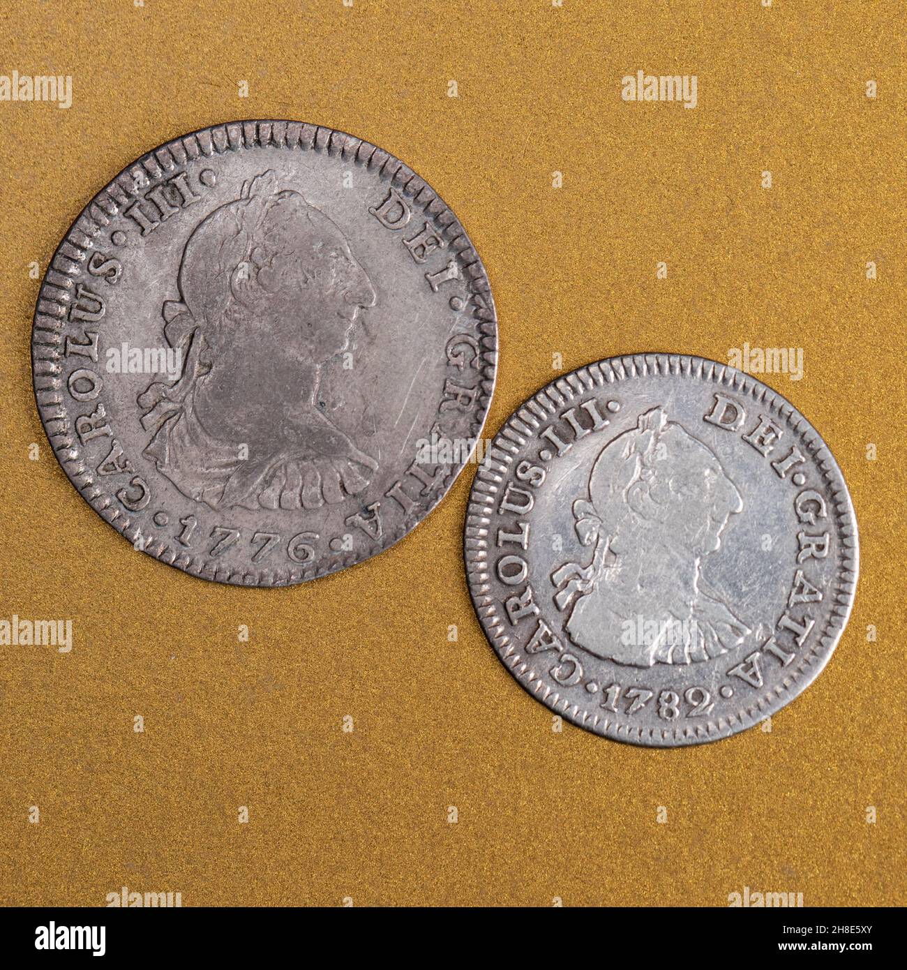 Antique 1/2, and 1 Reales Silver Coins From Mexico, dated 1776 to 1782 ...