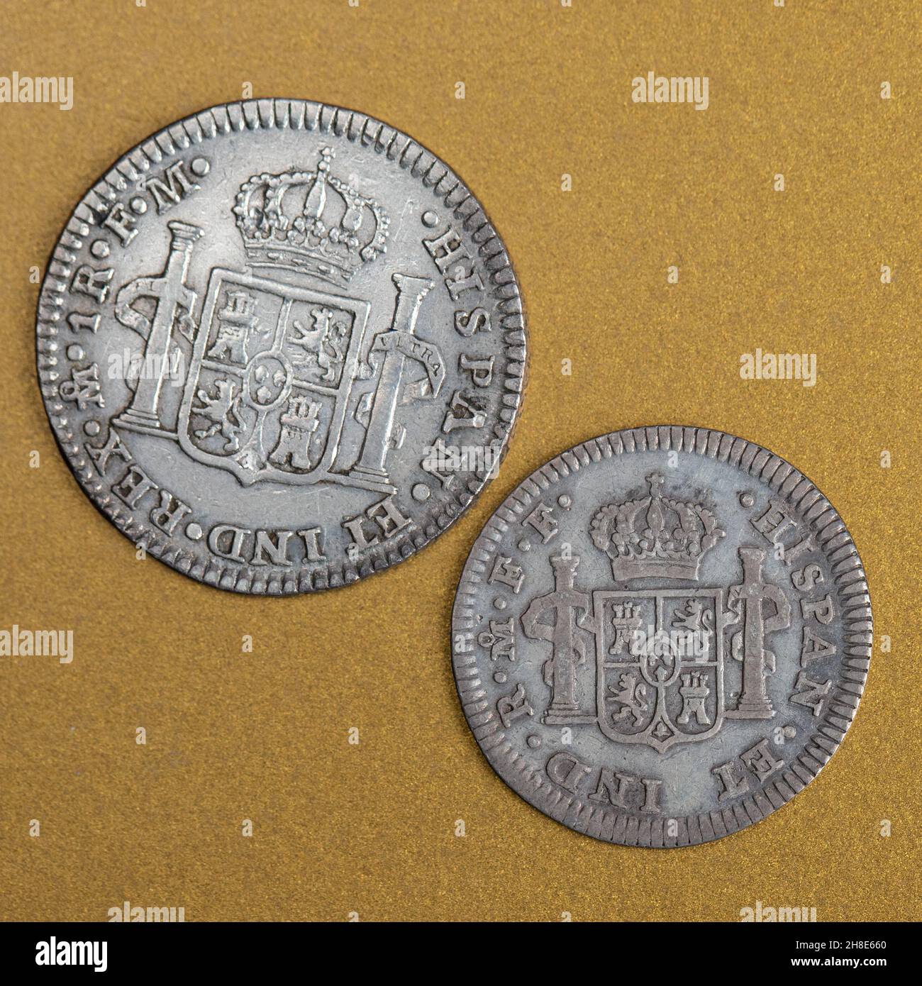 Antique 1/2, and 1 Reales Silver Coins From Mexico, dated 1776 to 1782 ...