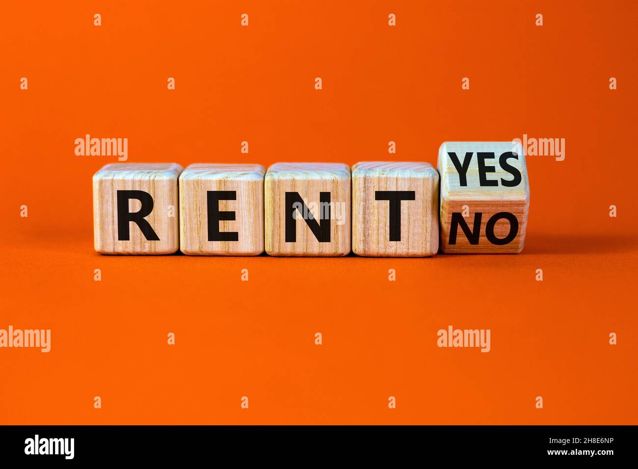 Time to rent symbol. Turned a wooden cube and changed the words rent no ...