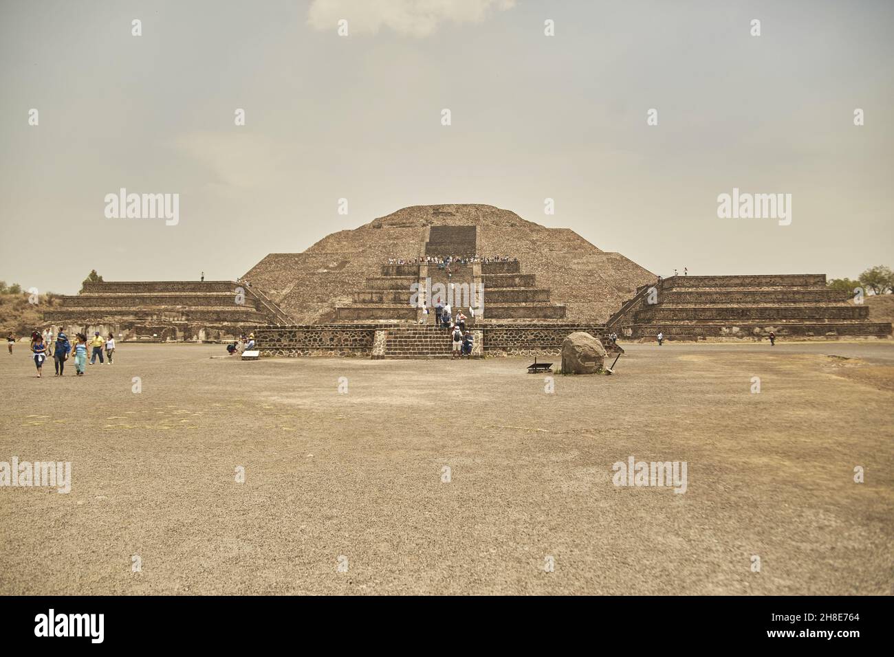 Famous ancient historic Pyramid of the Moon in Mexico against a blue ...