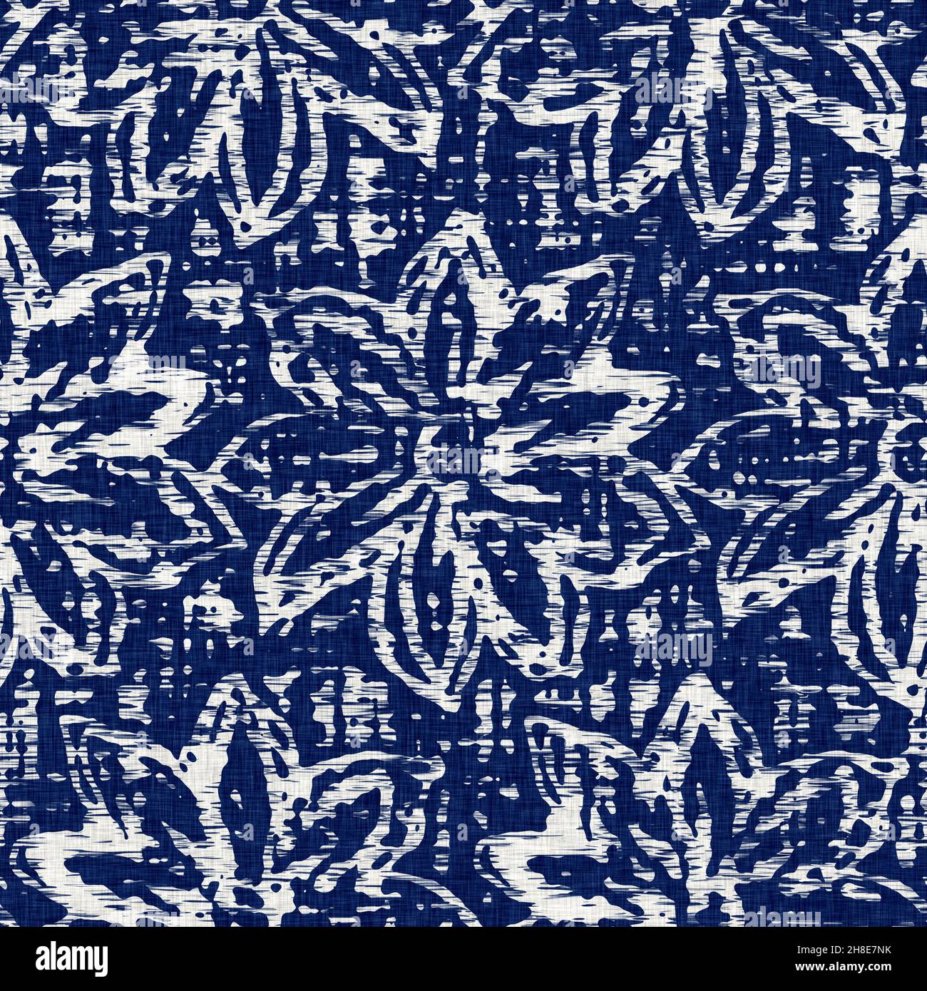 Indigo dyed fabric flower pattern texture. Seamless textile fashion ...