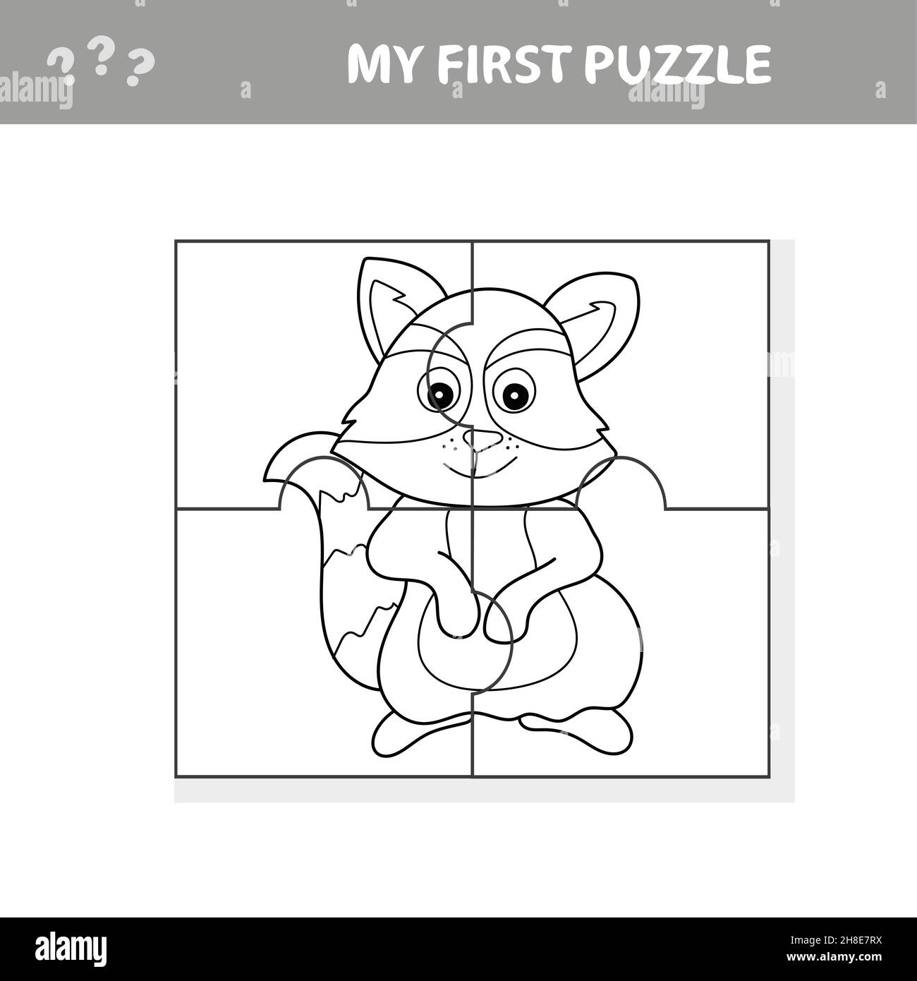 Cartoon Vector Illustration of Educational Jigsaw Puzzle Task for ...