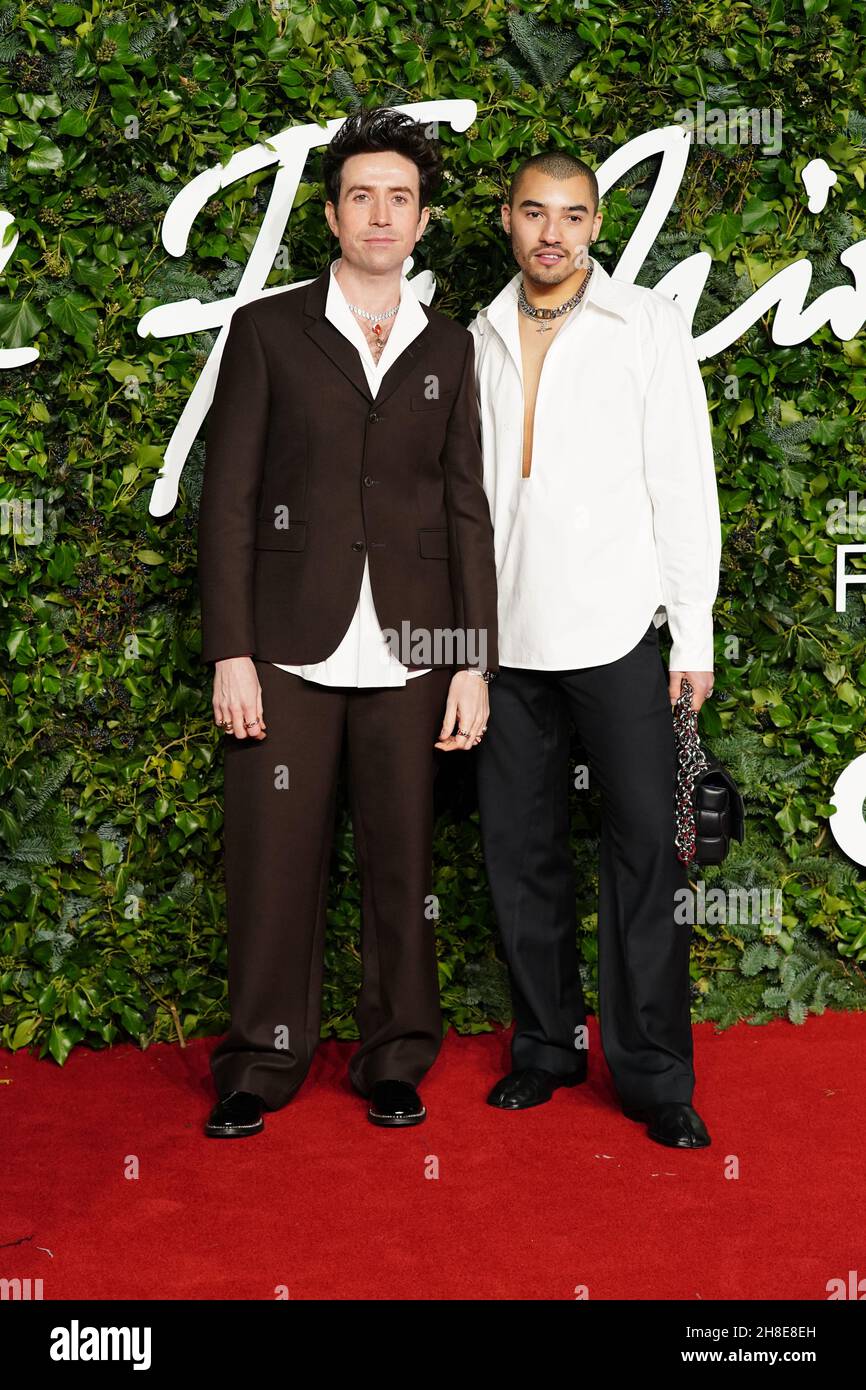 Nick Grimshaw (right) and Meshach Henry attending the Fashion Awards ...