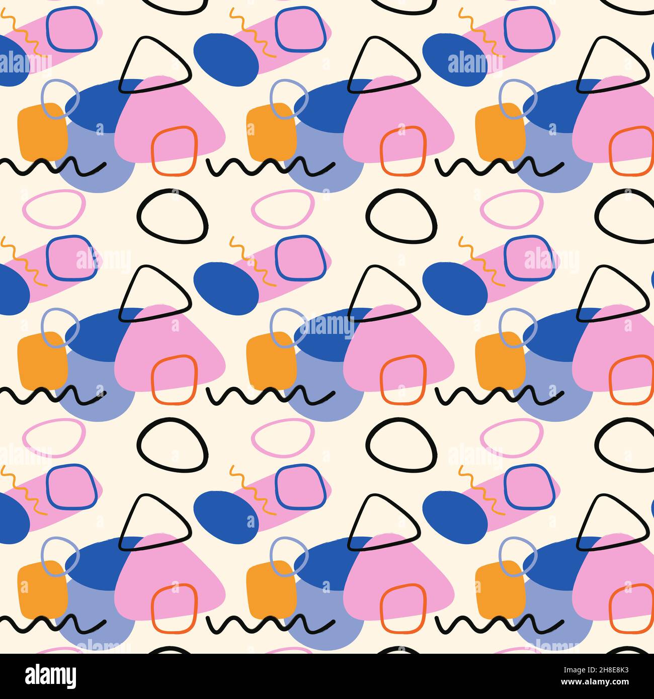 Hand drawn brush pattern background with abstract shape. Vector ...