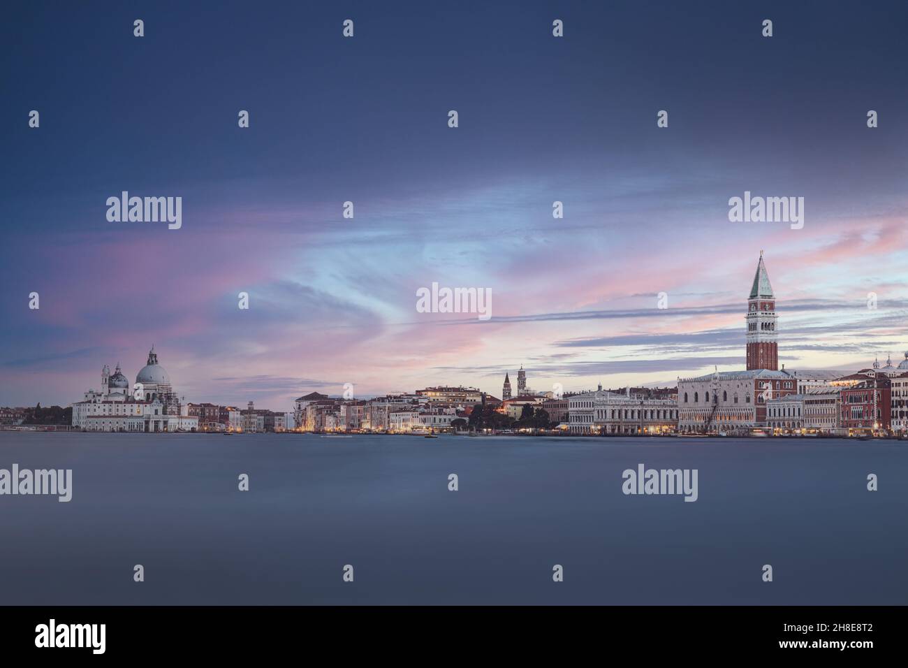Magical and beautiful cityscape of Venice, Italy during nighttime Stock ...