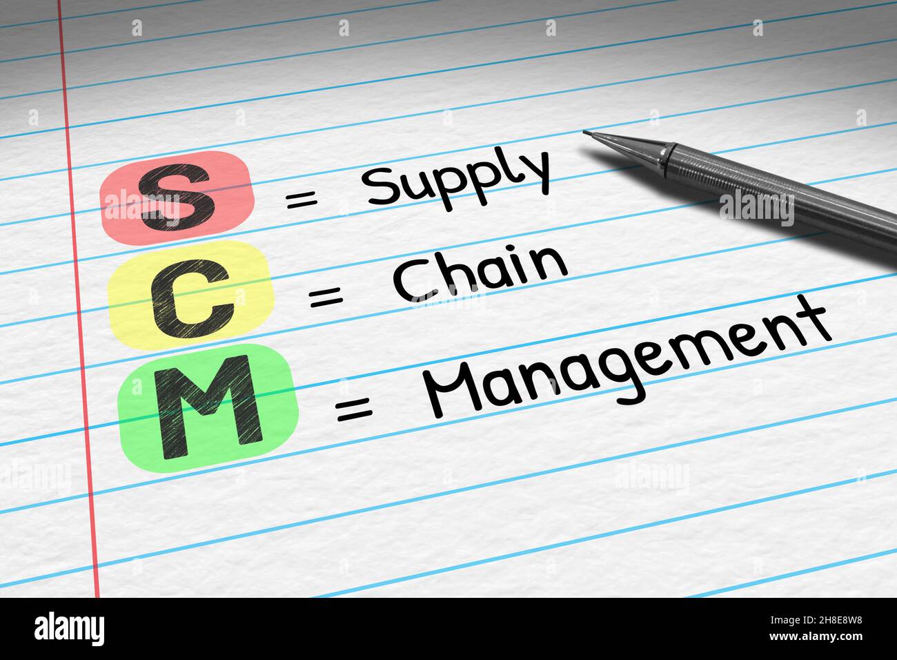 SCM - Supply Chain Management. Business acronym on note pad Stock Photo ...
