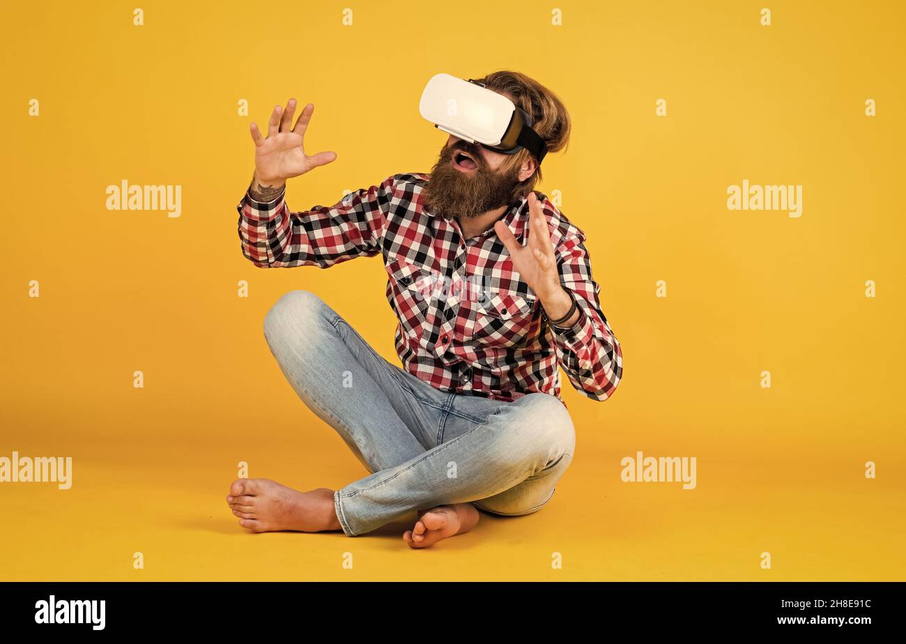 Modern technologies. man with glasses of virtual reality. Future ...