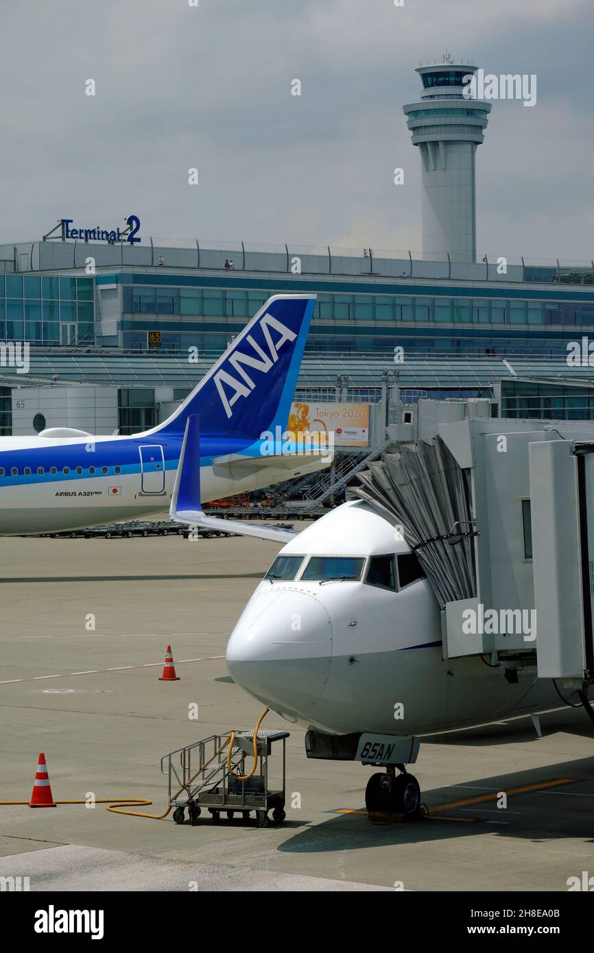 Tokyo, Japan. 15th July, 2021. All Nippon Airways (ANA) airplanes seen ...