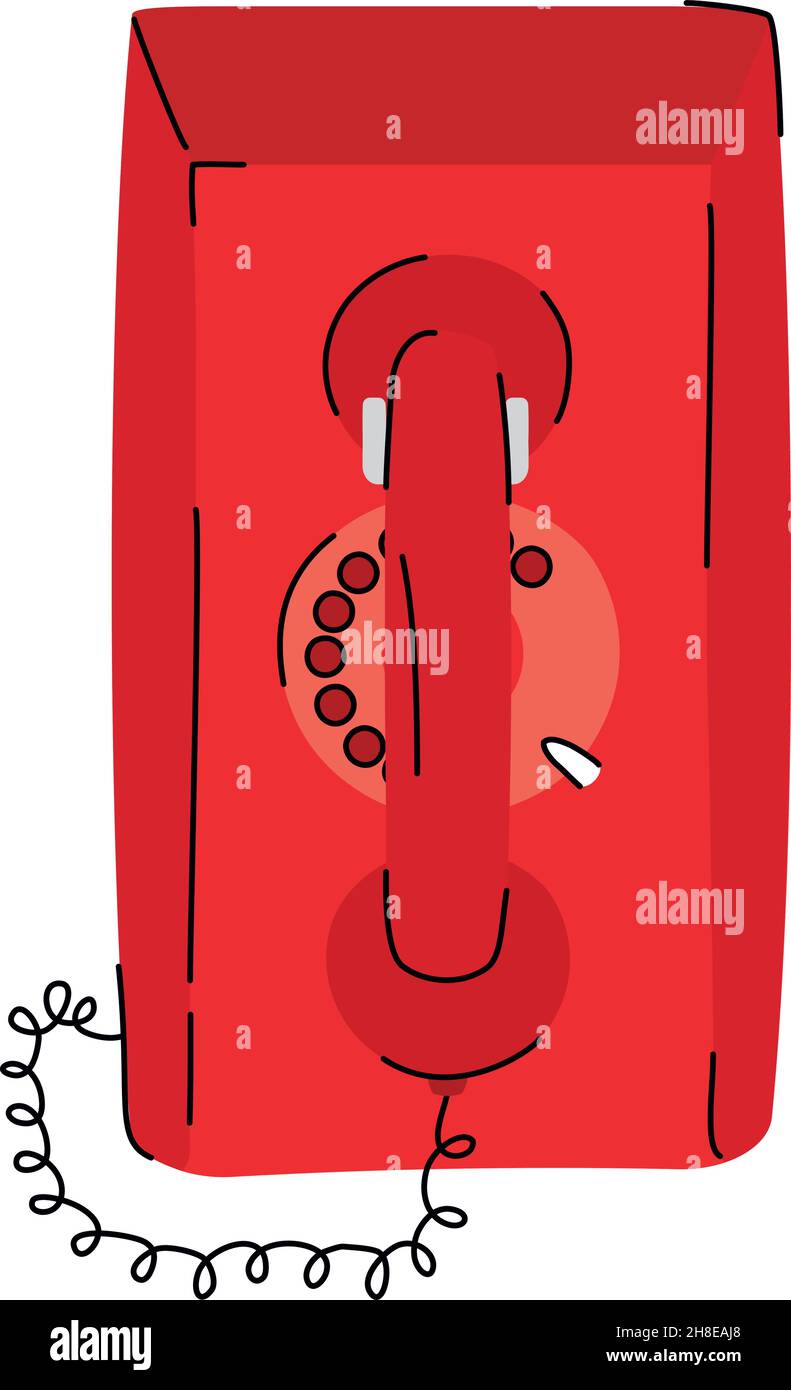 red wall telephone on white background Stock Vector Image & Art - Alamy
