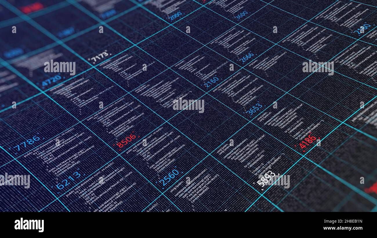 Codes with numbers in cells. Animation. Financial account in form of ...