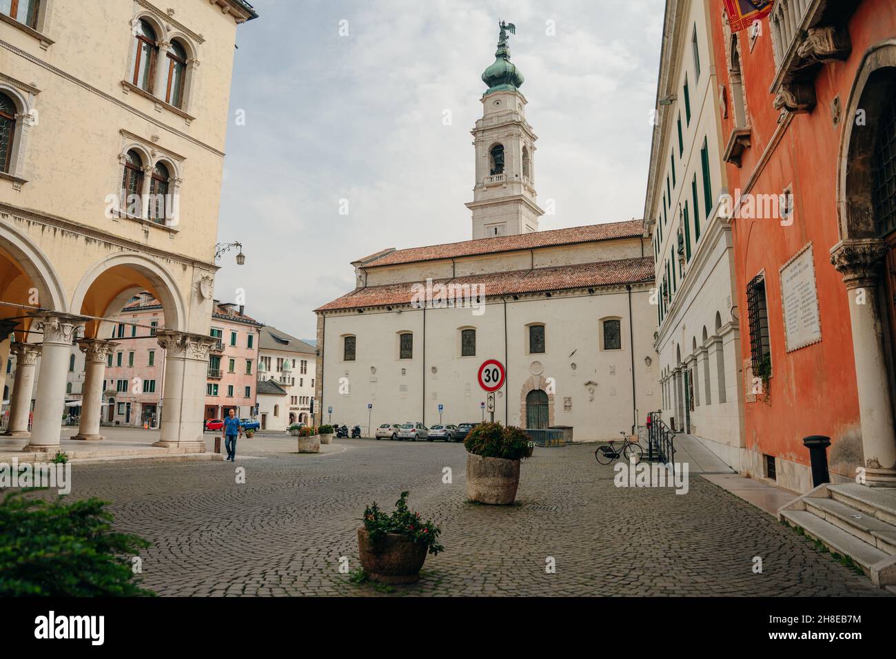 houses of beautiful Belluno town in Veneto province, northern Italy ...