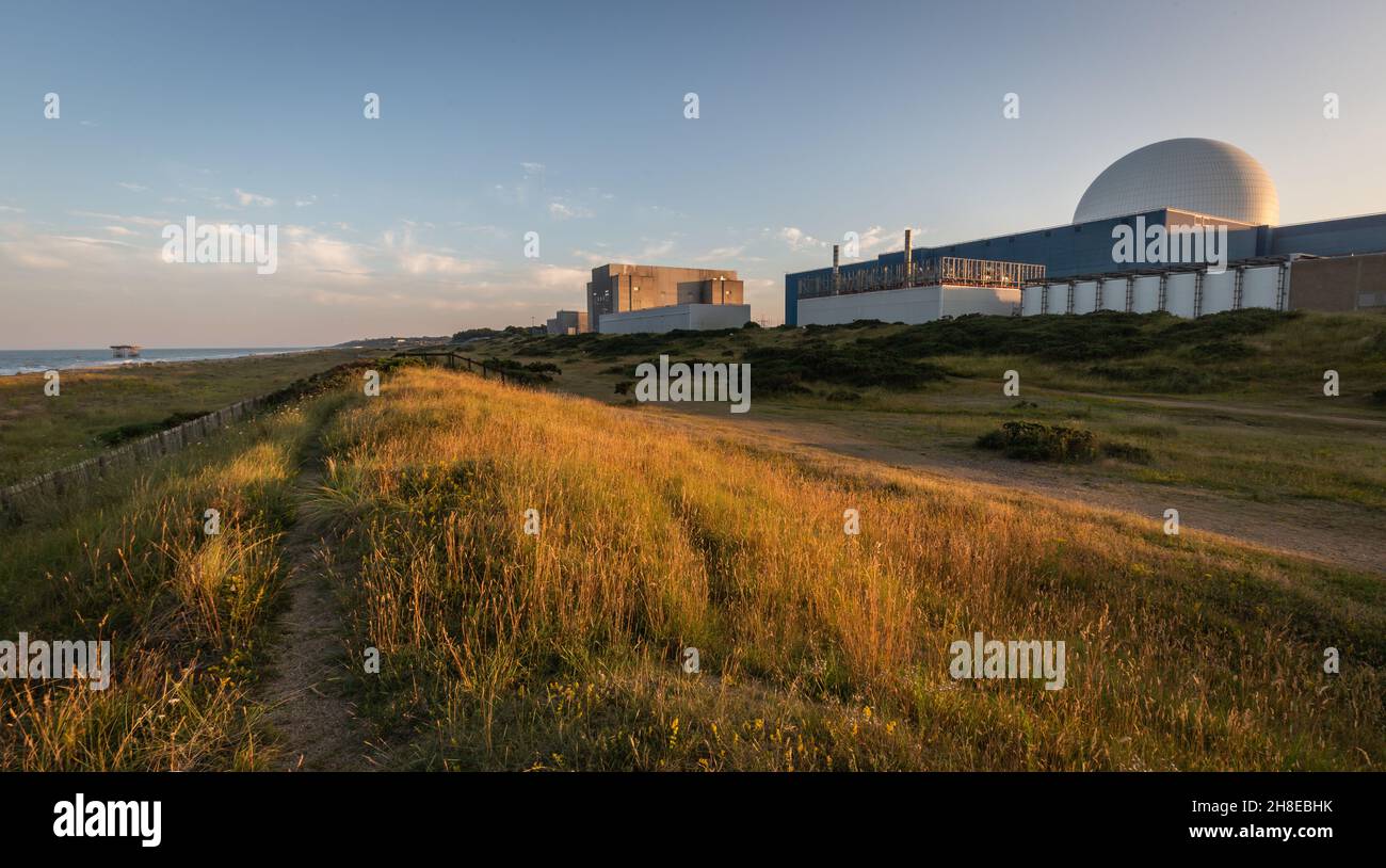 Sizewell B PWR and Sizewell A Magnox Nuclear Power Stations Stock Photo ...