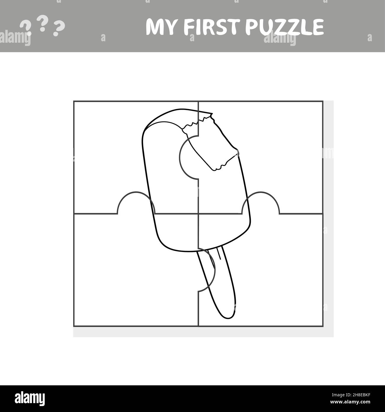 Education paper game for children, Ice cream. Jigsaw puzzle for ...