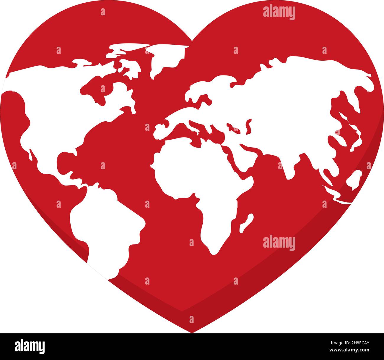 hearted world map on white background Stock Vector Image & Art - Alamy