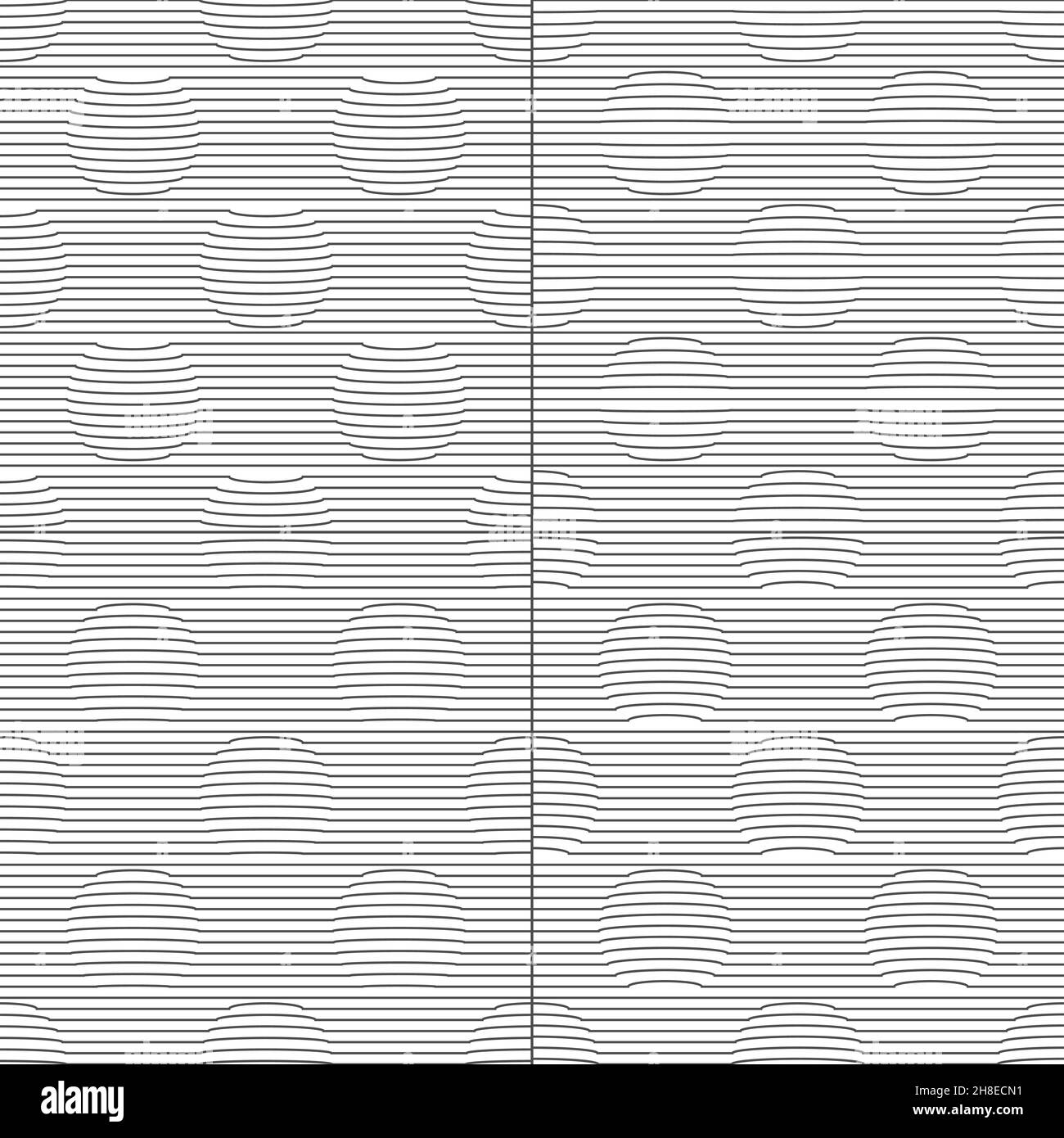 Set of seamless patterns with circles and stripes. Black and white ...