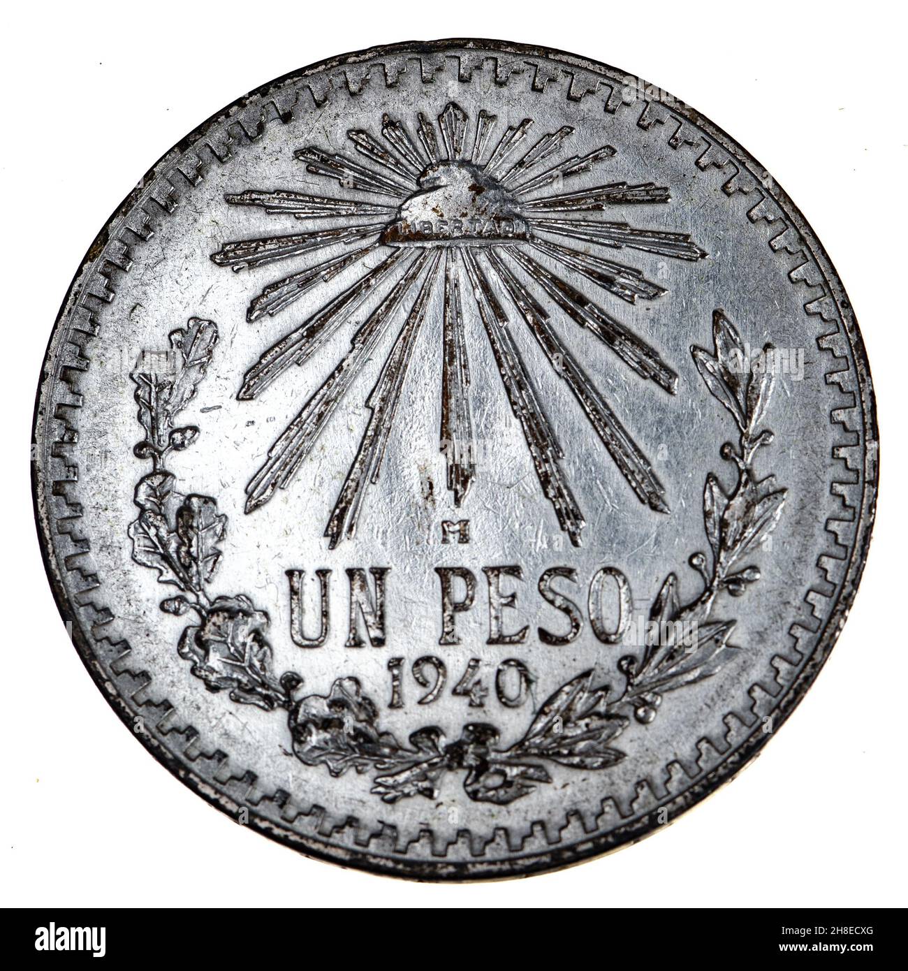 Vintage Mexico One Peso Silver Coin from 1940 Stock Photo - Alamy
