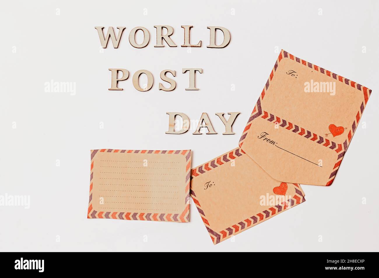 World Post Day. Mail envelopes with letters on a white background. Day ...