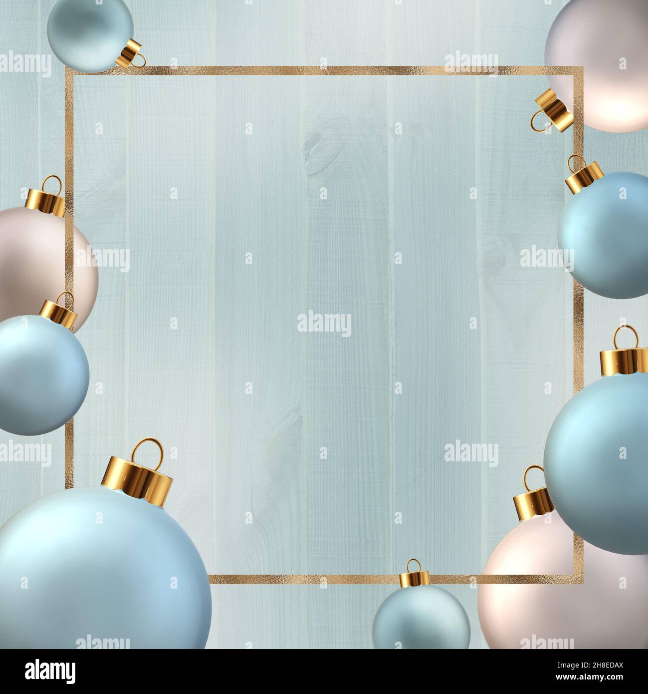 Christmas New Year background on turquoise wood. Light blue pink pearl ...