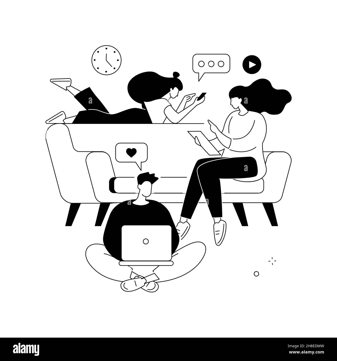 Internet addiction abstract concept vector illustration Stock Vector ...