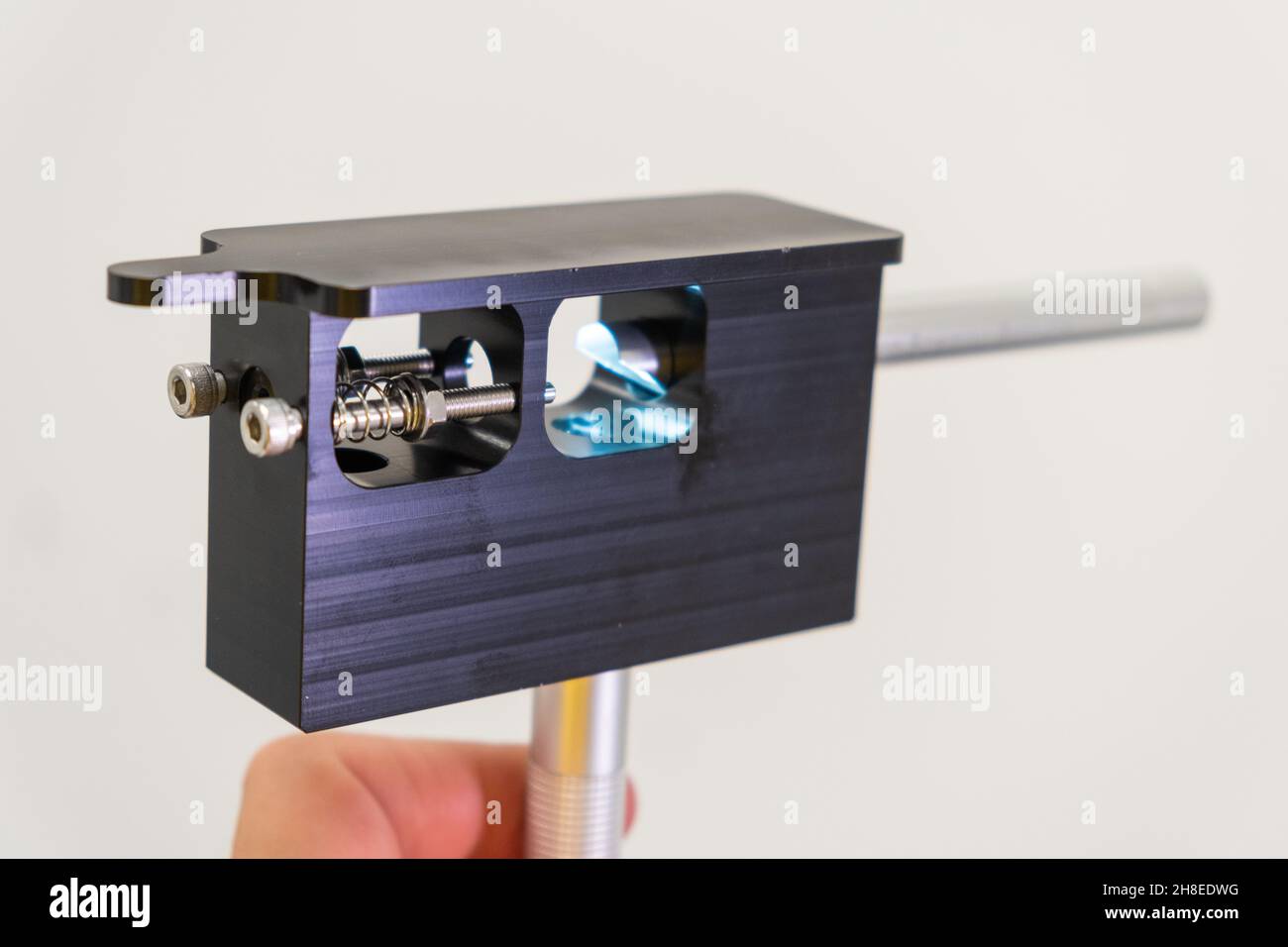 Scientist checking the condition of nebulizer needle from LC MS qTOF ...